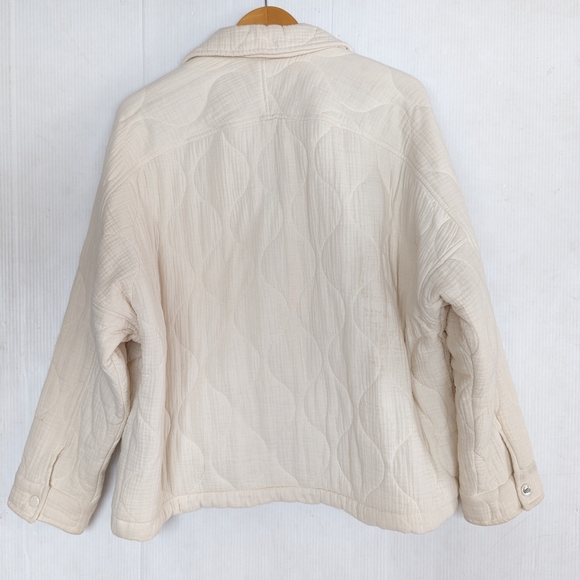 Zara | Jackets & Coats | Zara Cream Quilted Jacket Overshirt Oversized ...